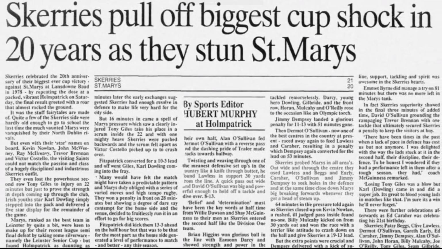 Skerries RFC 1998 Senior Cup – Skerries Rugby Club